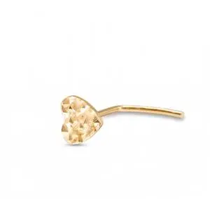 Zahav Jewelry 14k Solid 24g Heart-shaped Nose Stud - Gold