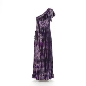NYNY RYKE Wilma One-shoulder Batik Maxi Dress - Purple
