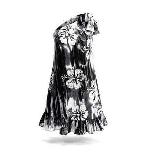 NYNY RYKE Wilma Sh, One-shoulder Batik Midi Dress & White Floral Cotton Dress - Black