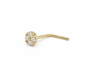 Zahav Jewelry 14k Solid 24g Pavé Cz L Shape Nose Stud - Gold