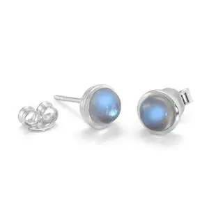 ISLA SILVER Dainty Rainbow Moonstone Stud Earrings