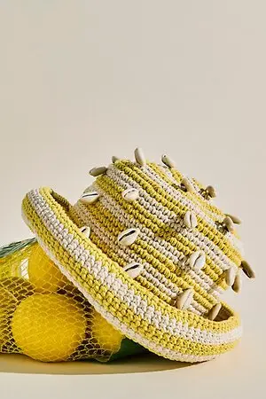BETA ASTRAL Beta Astral Pora Stripes And Shells Hat Yellow