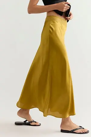 Free People Valeria Midi Slip Skirt - Olive