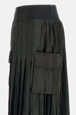 Sacai Skirt In Nylon Twill - Green