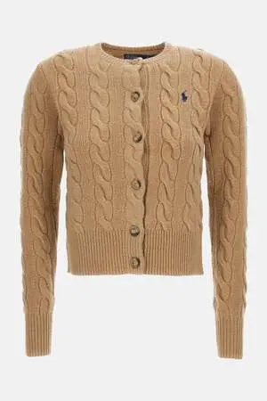 Polo Ralph Lauren Cropped Cable-knit Cardigan - Beige