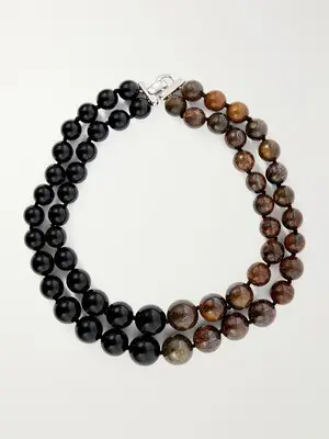 Le Sundial Boule Sterling Silver, Onyx, And Bronzite Beaded Necklace - Black