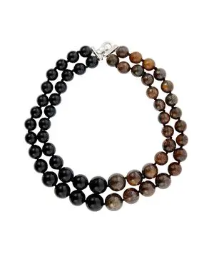 Le Sundial Boule Sterling Silver, Onyx, And Bronzite Beaded Necklace - Black
