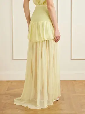 LIBEROWE Silk-chiffon Maxi Skirt With Sculptural Peplum