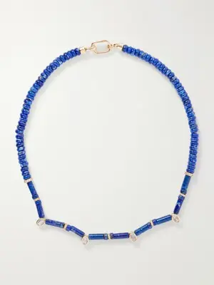 MARTHA CALVO Lapis Lazuli And Crystal Beaded Necklace - Blue