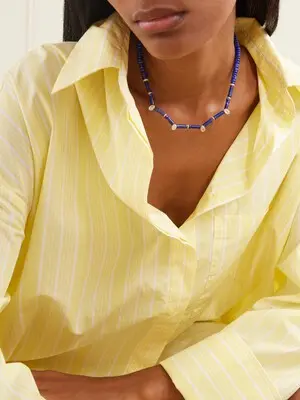 MARTHA CALVO Lapis Lazuli And Crystal Beaded Necklace