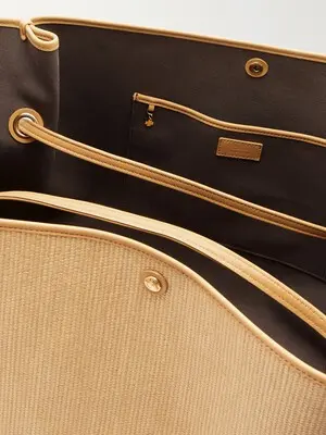 Chloé Clover Raffia-effect Tote With Leather Trims