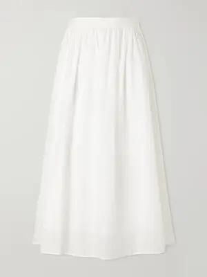 Rosie Assoulin Easy Does It Cotton-voile Midi Skirt - White