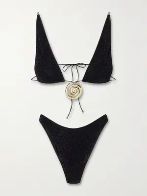 Oseree Lumière Spiral Embellished Lurex Bikini