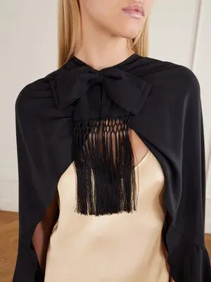 Johanna Ortiz Aromatic Garden Fringed Silk-crepe Cape