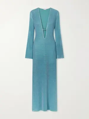 Oseree Lumière Metallic Stretch-knit Kaftan - Blue