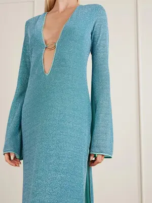 Oseree Lumière Metallic Stretch-knit Kaftan
