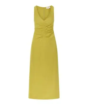 LA LIGNE Noemi Gathered Recycled-crepe Midi Dress - Green