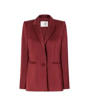 Galvan Sculpted Satin Blazer - Red