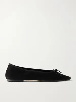 AeydĒ Tiby Suede Ballet Flats With Bow Detailing Black