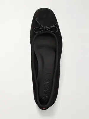 AeydĒ Tiby Suede Ballet Flats With Bow Detailing - Black