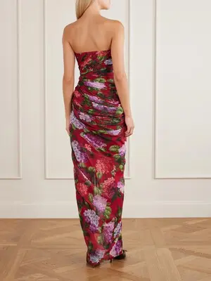 Carolina Herrera Floral-print Gathered Silk-chiffon Gown - Multi