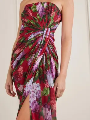Carolina Herrera Floral-print Gathered Silk-chiffon Gown - Multi