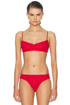 COU COU The Balconette Bra In Cream - Cherry Red