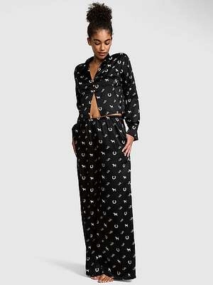 Pink Grw ™ Satin Flyaway Long-sleeve & Pants Pajama Set - Print
