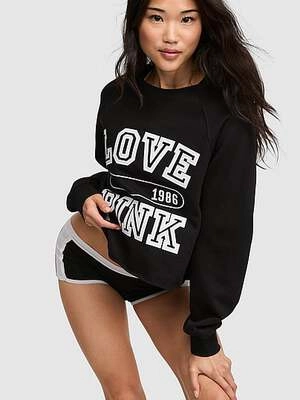 Pink Campus Fleece™ Boxy Crew Sweatshirt Black