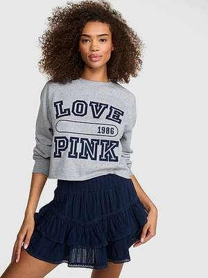 Pink Campus Fleece™ Boxy Crew Sweatshirt - Grey