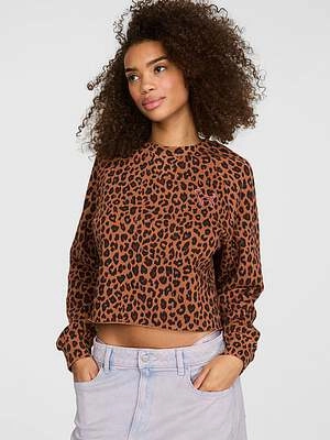 Pink Campus Fleece™ Boxy Crew Sweatshirt Print