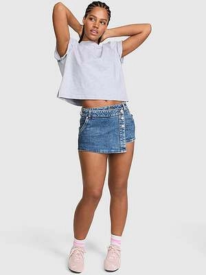 Pink Mini Jean Wrap Skort