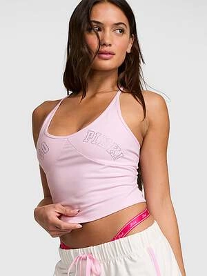 Pink All-day Cotton™ Racerback Bra Tank With Keyhole Cutout - Pink