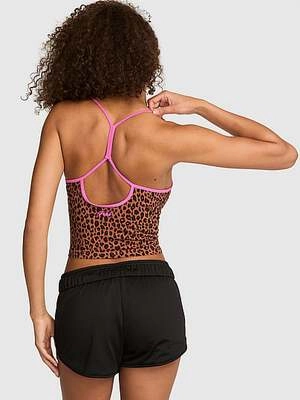 Pink All-day Cotton™ Racerback Bra Tank With Keyhole Cutout - Print