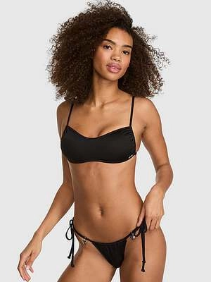 Pink Tiny Scoop Bikini Top - Black