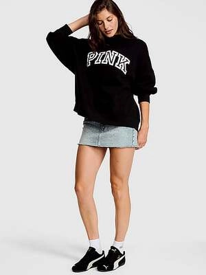 Pink Campus Fleece™ Oversized Mock-neck Sweatshirt Black