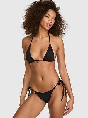 Pink Tiny Triangle Bikini Top - Black