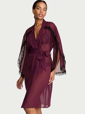 Victoria's Secret Very Sexy Chiffon Lace-trim Midi Robe - Pink
