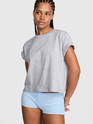 Pink Cotton Oversized Pocket Tee Grey