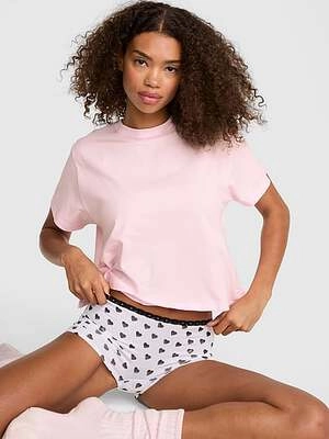 Pink Cotton Oversized Pocket Tee - Pink