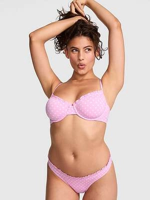 Pink Ruﬄe Unlined Bikini Top - Print