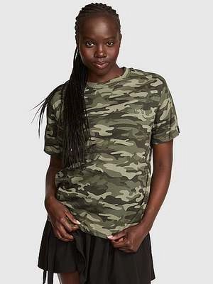 Pink Campus Cotton™ V-stitch Crewneck Boxy Tee - Print