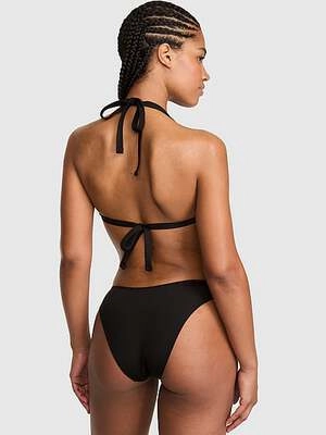 Pink Toggle High-leg Cheeky Bikini Bottom - Black