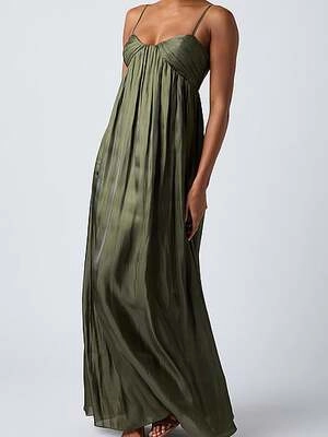 Victoria's Secret Lulus Matty Ruched Bodice Maxi Dress - Green