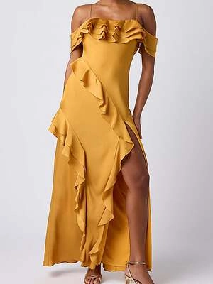 Victoria's Secret Lulus Aviva Off The Shoulder Maxi Dress - Yellow