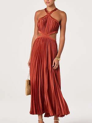 Victoria's Secret Astr The Label Vera Pleated High Neck Maxi Dress With Open Sides