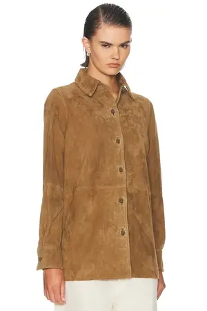 RÓHE Suede Pankou Overshirt In Brown
