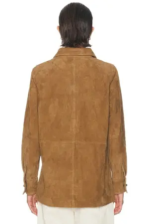 RÓHE Suede Pankou Overshirt In Brown