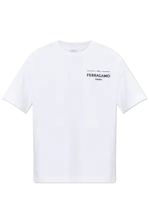 FERRAGAMO T-shirt With Printed Logo - White