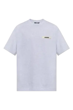 Jacquemus T-shirt With Logo Patch - Grey